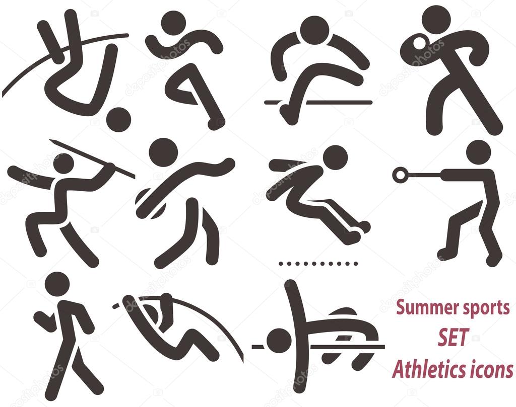 Conjunto de iconos de atletismo vector, gráfico vectorial © iaRada ...