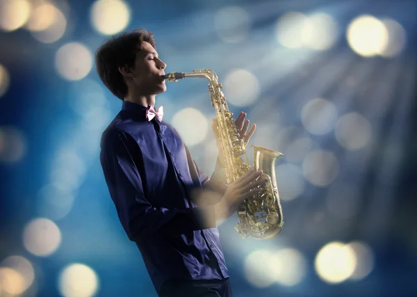 man plays saxophone - Stock Image - Everypixel
