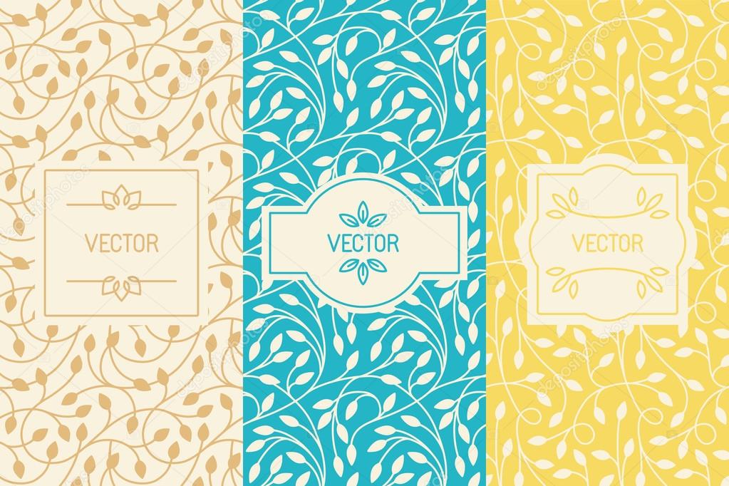 Vector set of design elements, borders and frames, seamless patt Stock ...