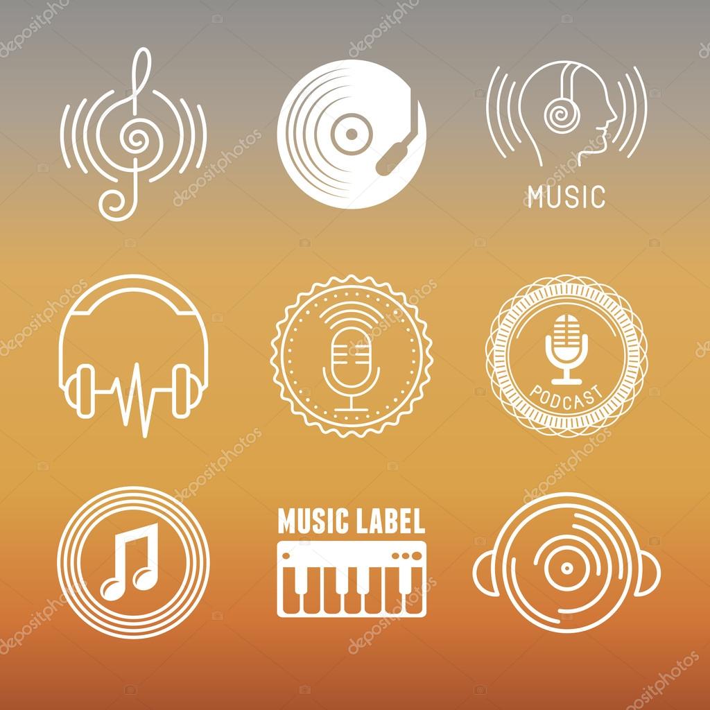 Vector musical logos and icons — Stock Vector © venimo #58495593