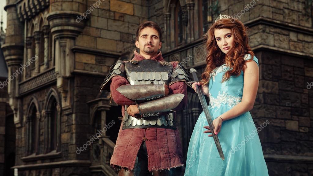 Beautiful princess is giving sword to her brave knight. Ancient Stock ...