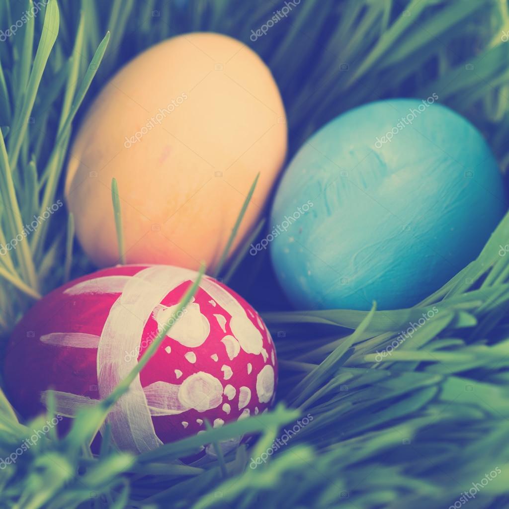 Easter eggs in grass — Stock Photo © valphoto #100564858