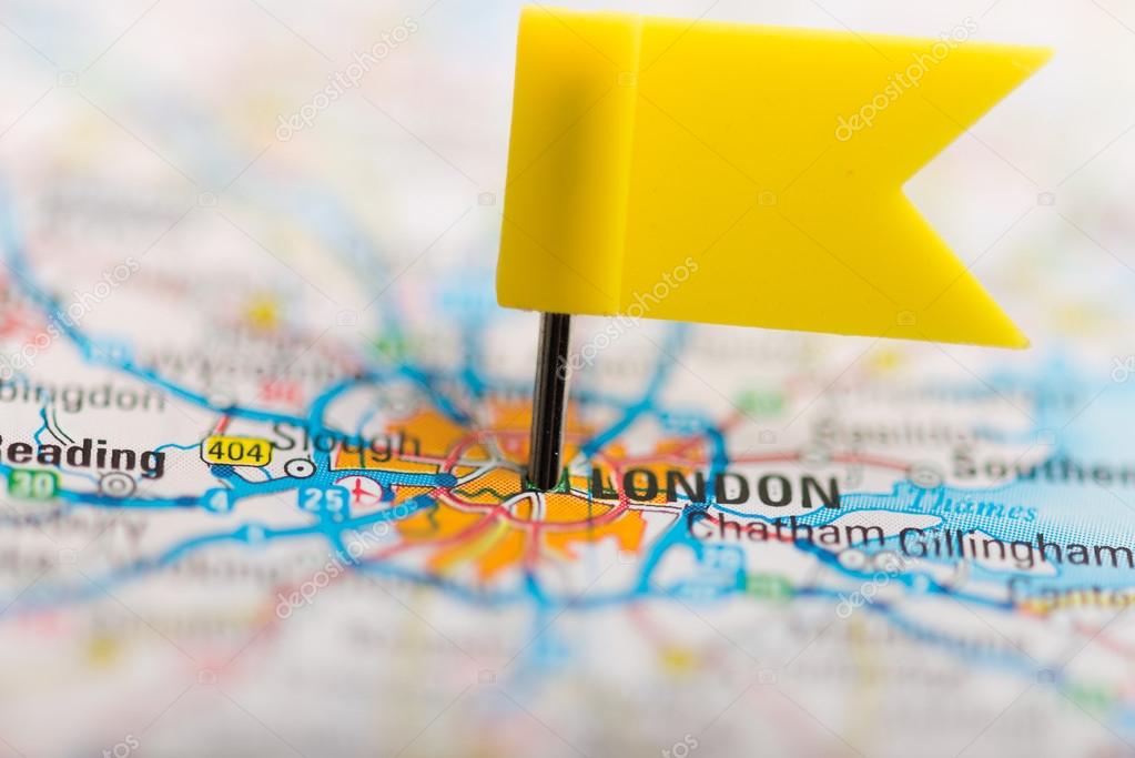 London on map with flag — Stock Photo © valphoto #82588038
