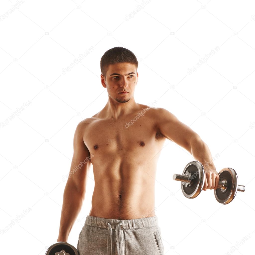 Man working out with dumbbells — Stock Photo © haveseen #75816455