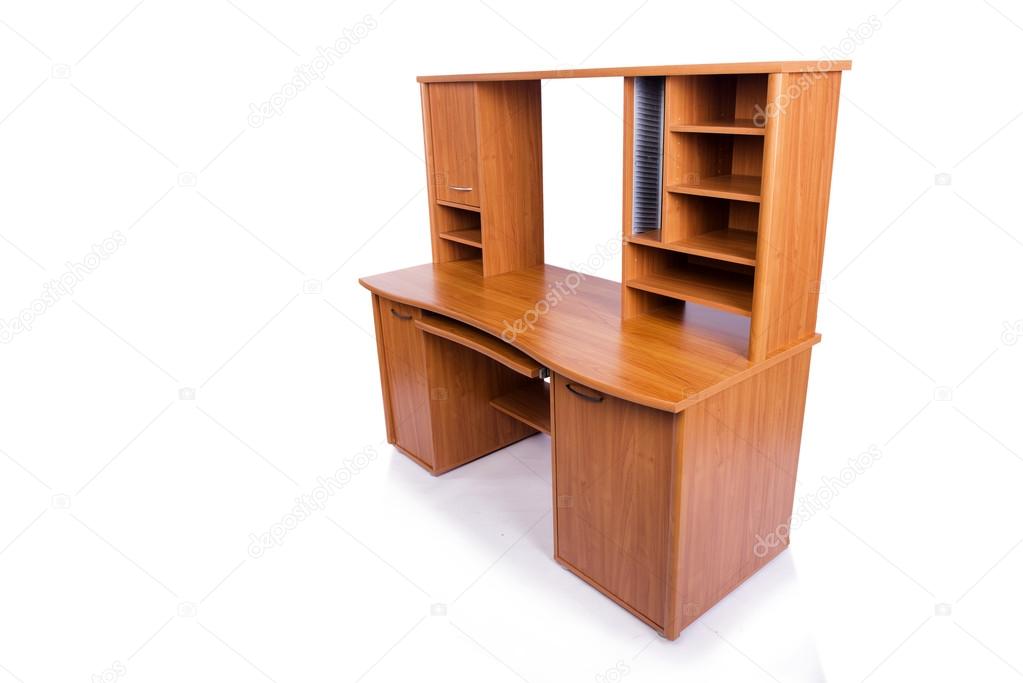 Computer home desk isolated on the white background Stock Photo by ...