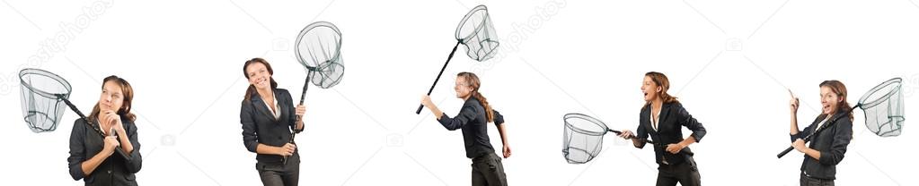 Woman with net isolated on white Stock Photo by ©Elnur_ 116417420
