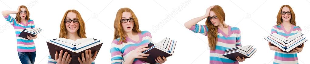 Young student with books isolated on white — Stock Photo © Elnur ...