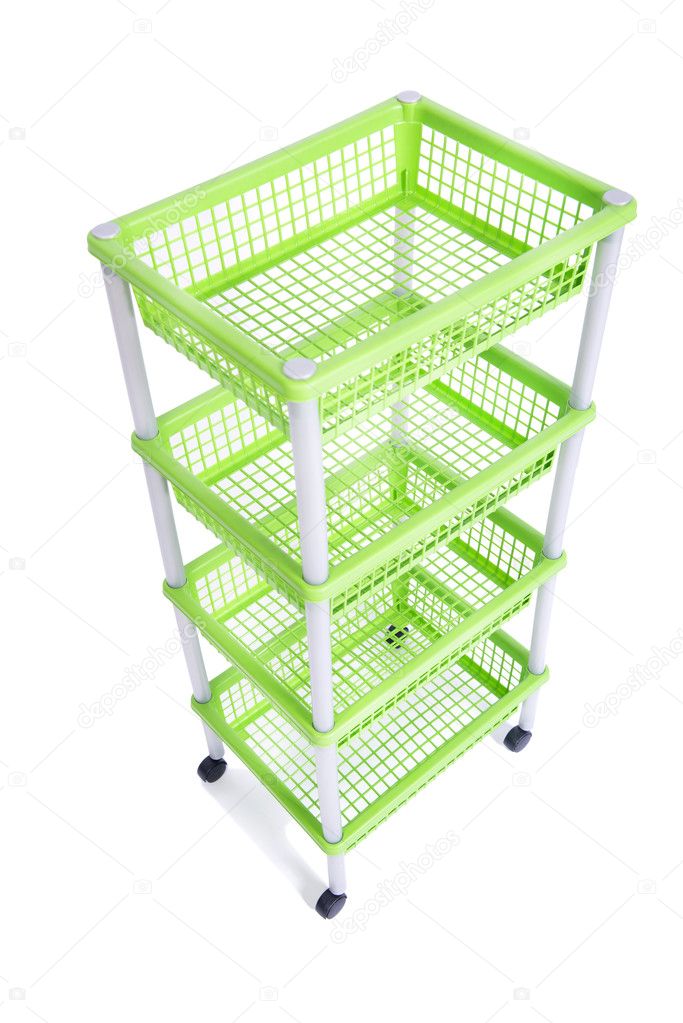 Estante estante bin verde con ruedas aisladas en blanco — Foto de stock ...