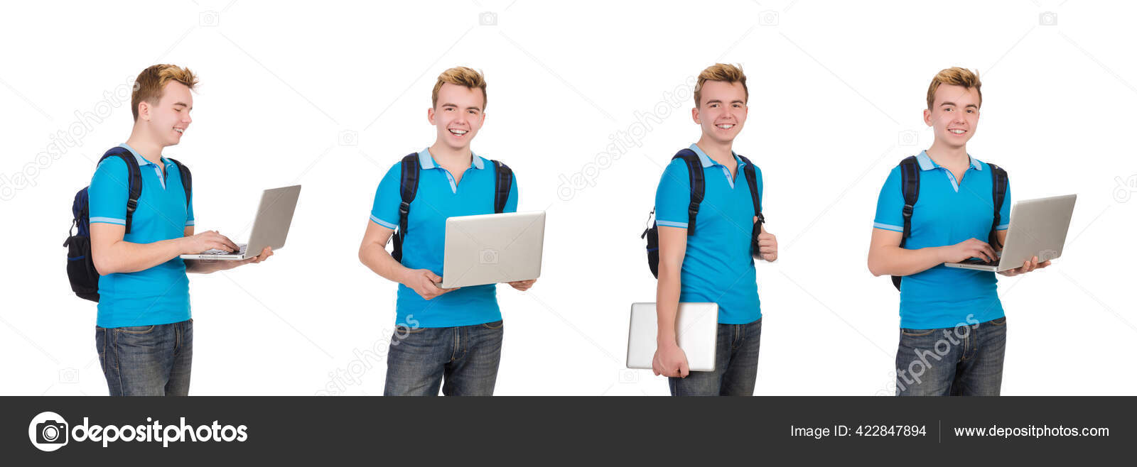 Student with laptop isolated on white — Stock Photo © Elnur_ #422847894