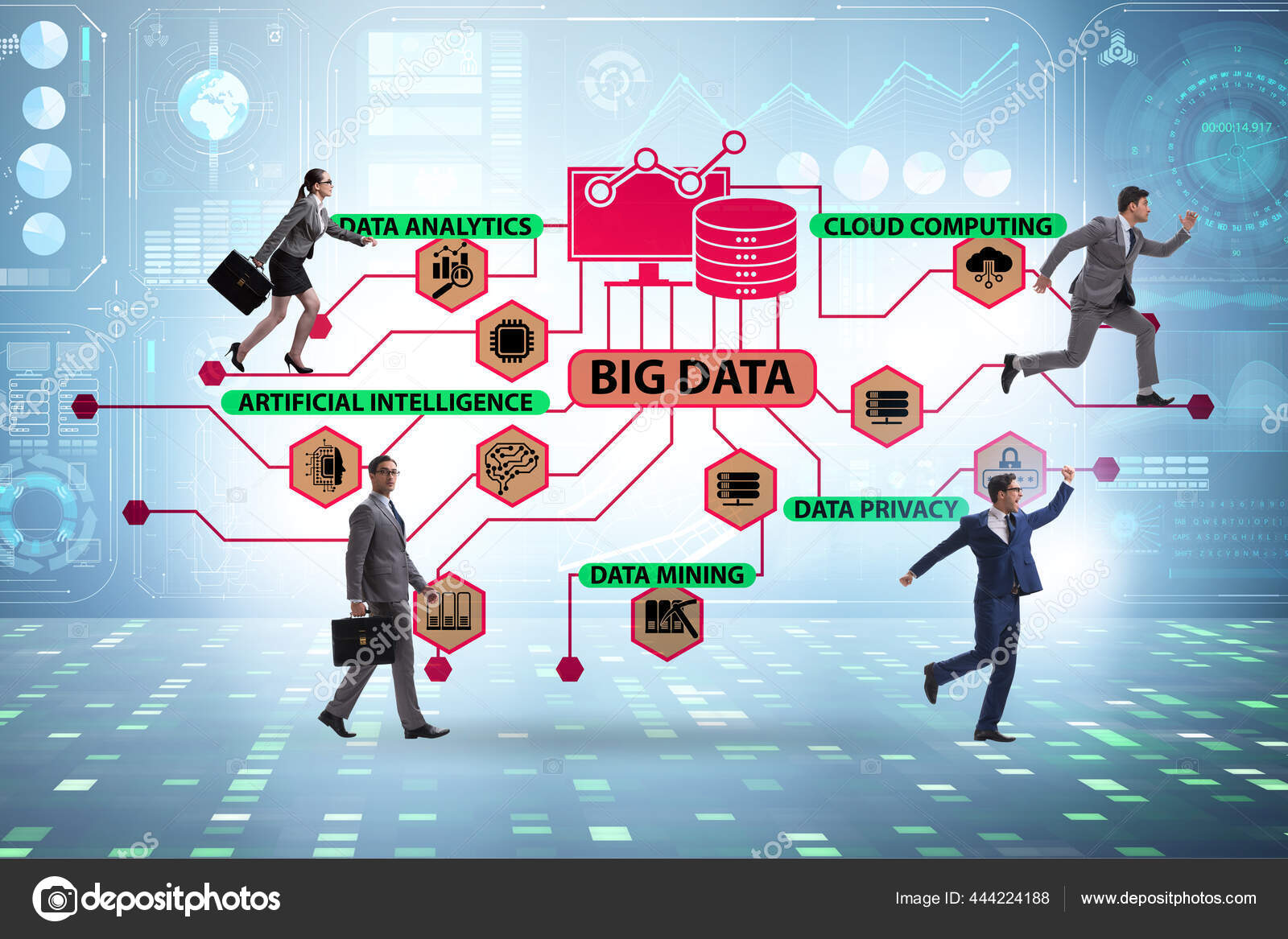 Big data concept illustraion in modern computing with businessme Stock ...