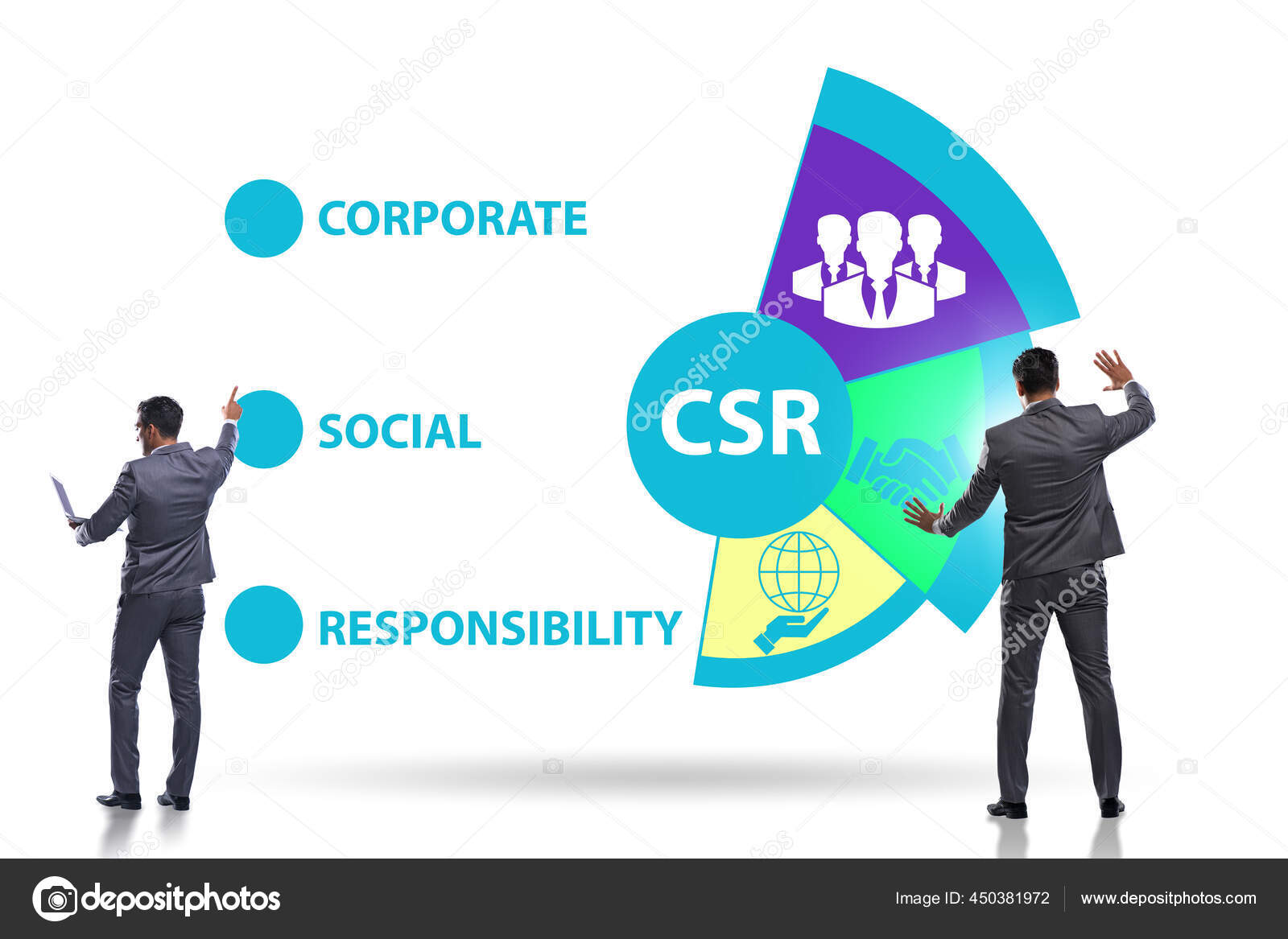 Concept of CSR - corporate social responsibility with businessma Stock ...