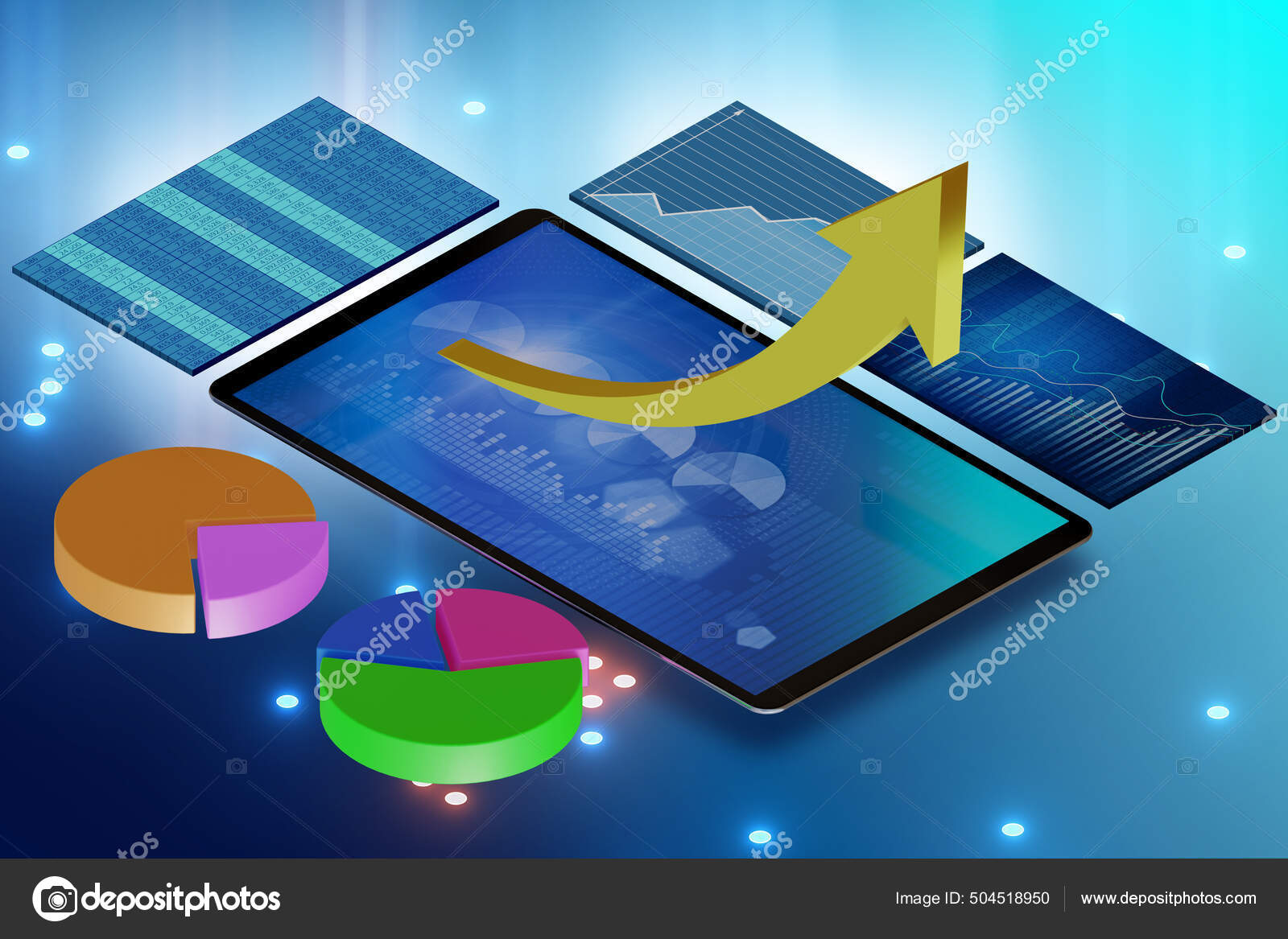 Visualisation concept with charts - 3d rendering Stock Illustration by ...