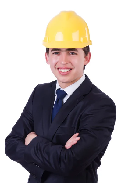 Man wearing hard hat isolated on white Stock Photo by ©Elnur_ 270098428