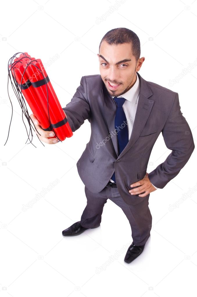 Man with dynamite stick isolated on white Stock Photo by ©Elnur_ 53446547