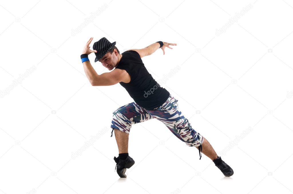 Man dancing dances isolated on white — Stock Photo © Elnur_ #72092791