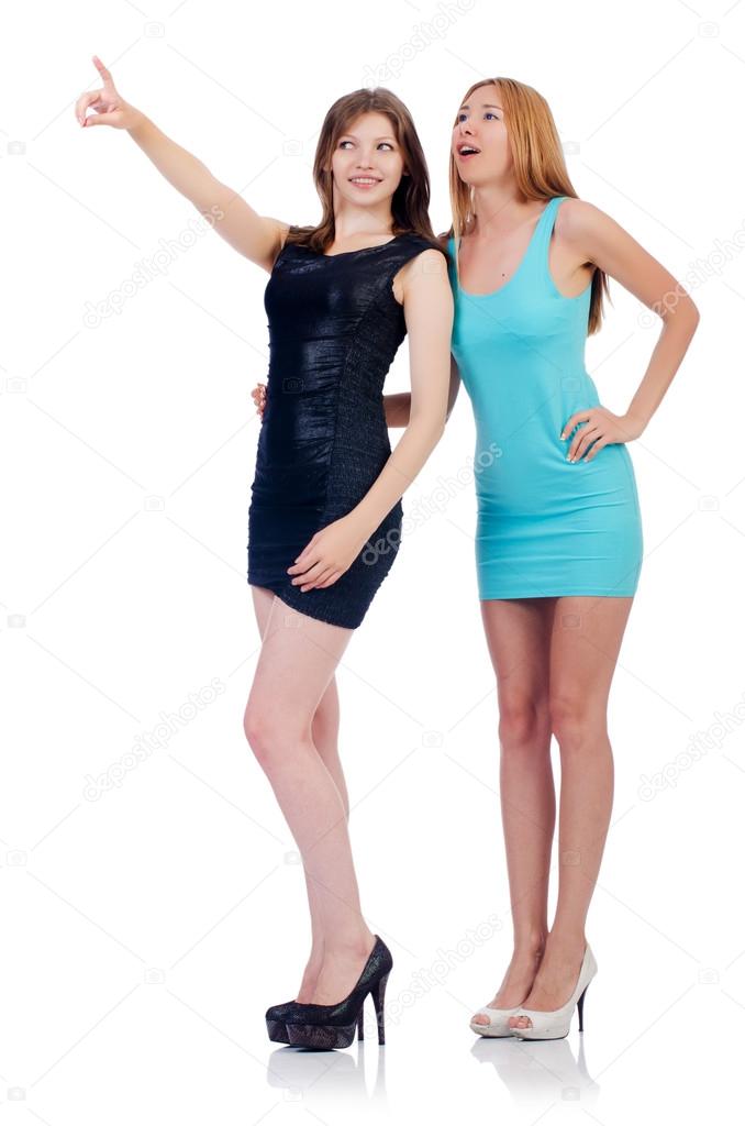 Female models in mini dresses isolated on white Stock Photo by ©Elnur ...