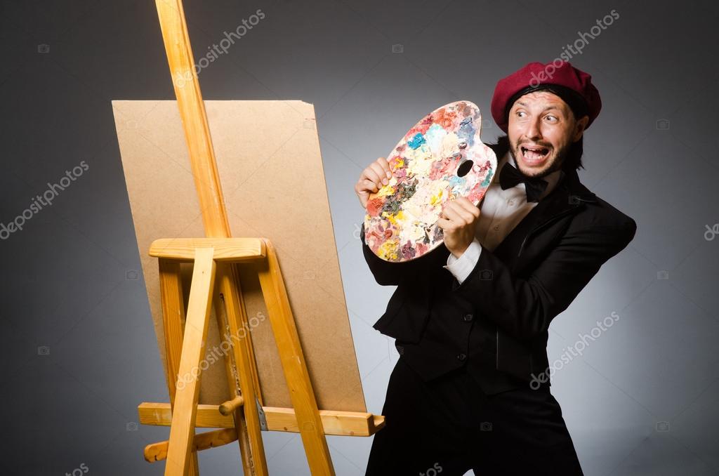 Funny artist working in the studio — Stock Photo © Elnur_ #85072062
