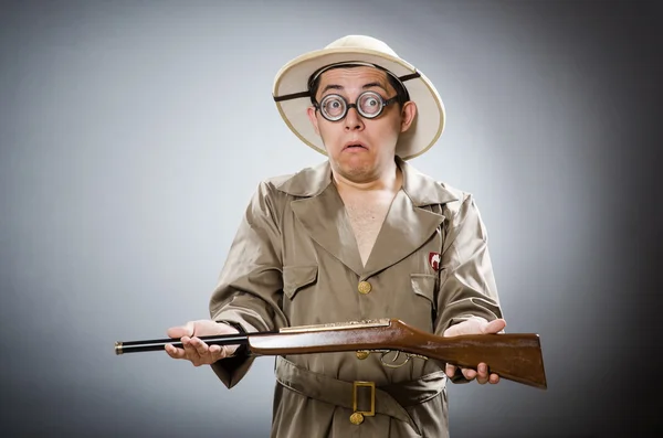Funny hunter in hunting concept - Stock Image - Everypixel