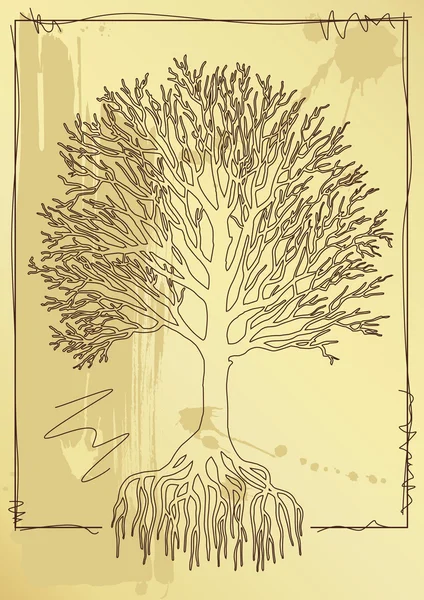 Tree with roots on rough background. Arbor day Stock Vector Image by ...