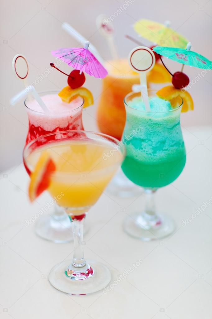 Four exotic cocktails Stock Photo by ©shalamov 68185735