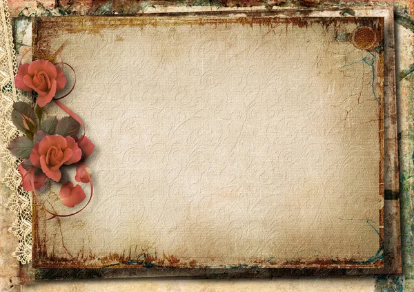Grunge gorgeous background with lace and old card — Stock Photo ...
