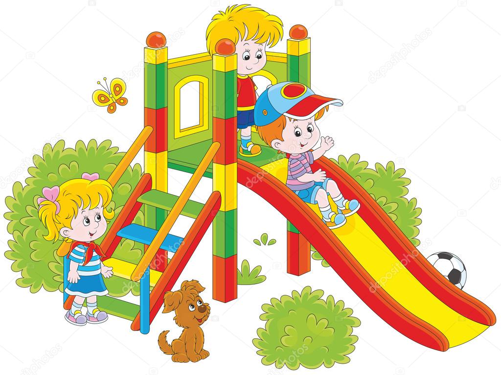 Children's slide in a park — Stock Vector © AlexBannykh #122302530