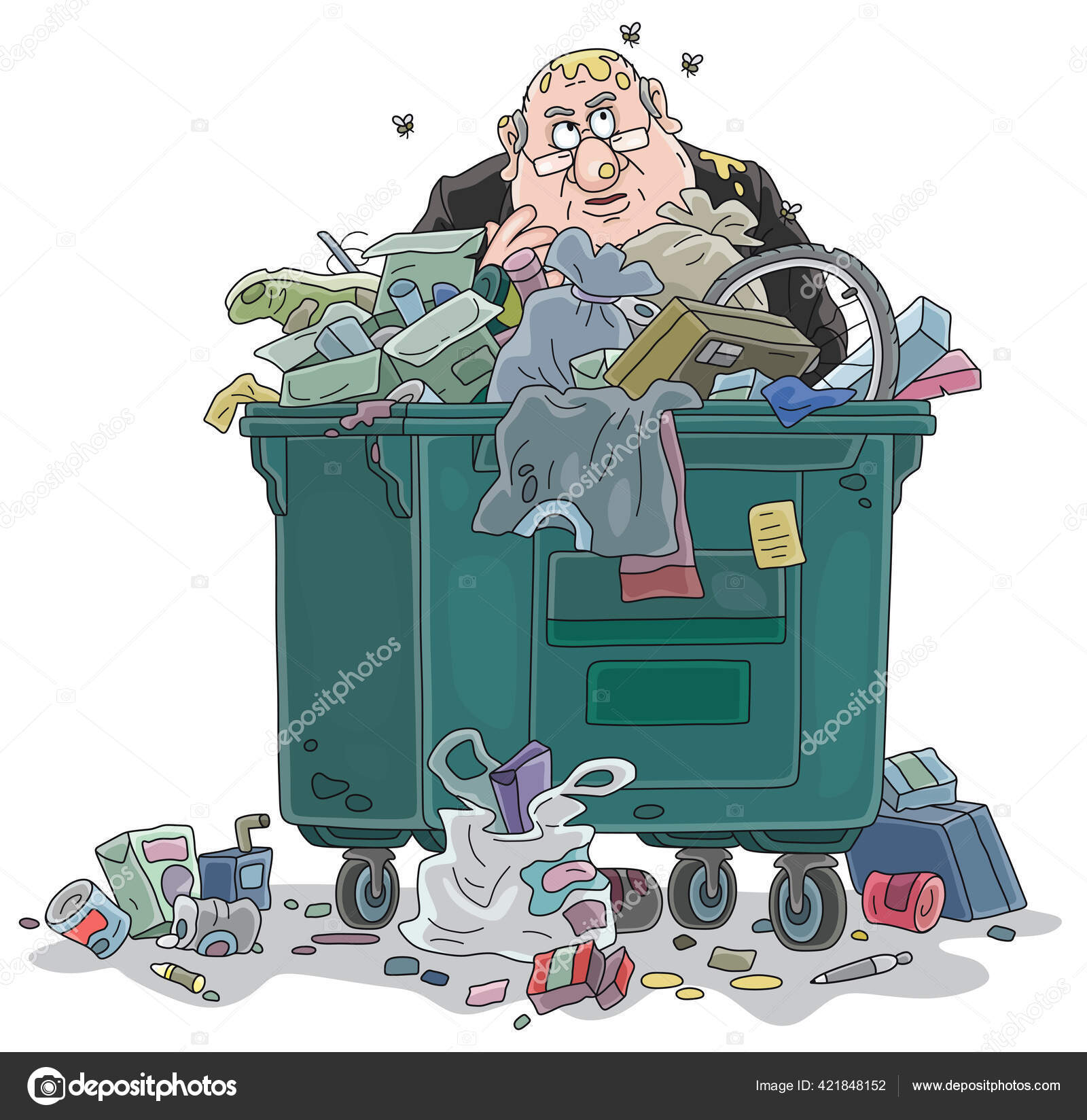 Sad Corrupt Official Dismissed Thrown Trash Can Household Garbage Waste ...