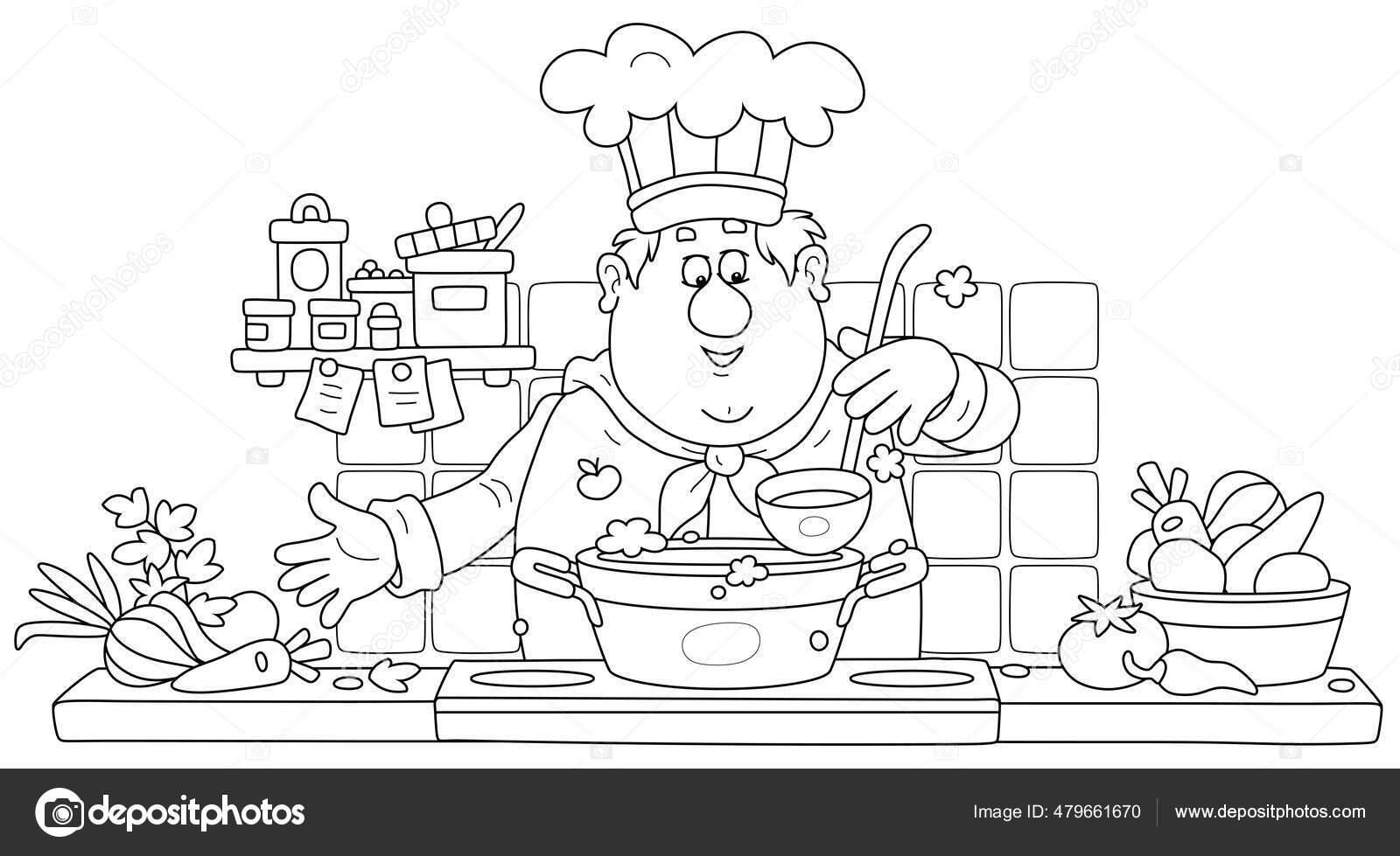 Chef Cooking Coloring Pages
