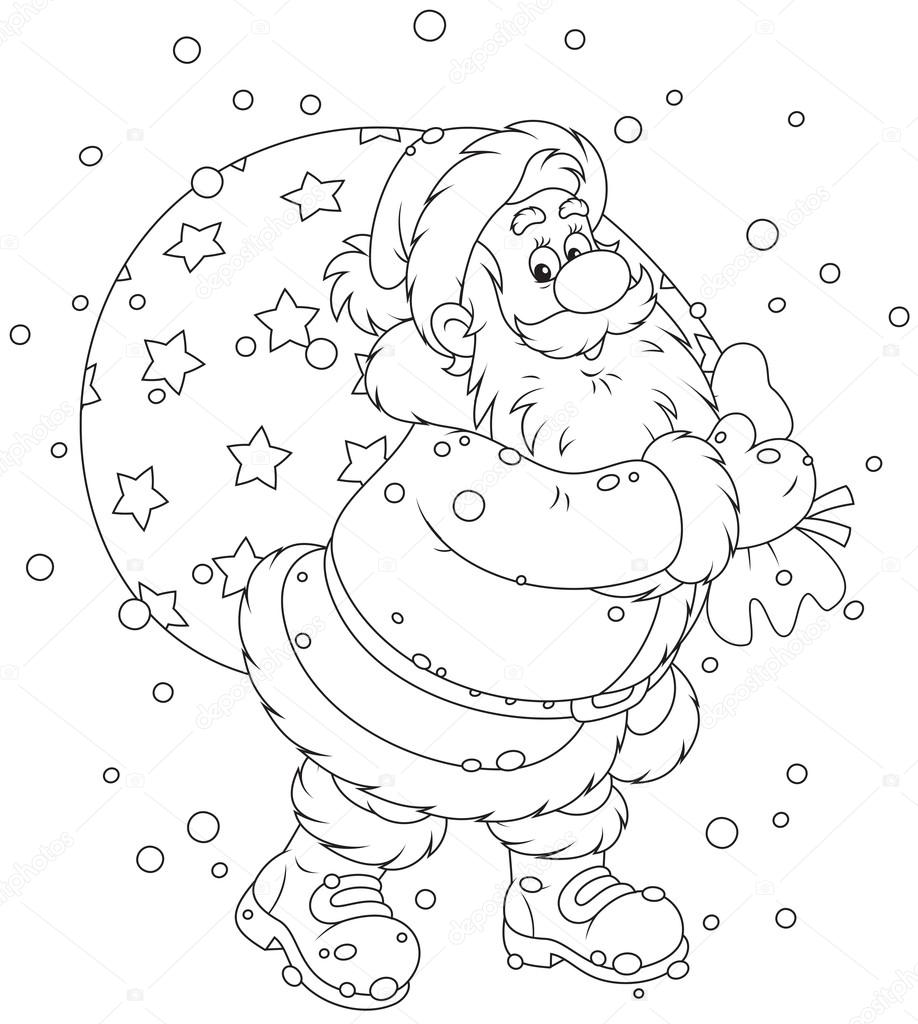 Santa Claus With Gifts Drawing