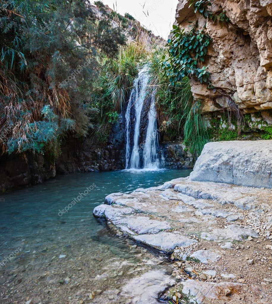 Beautiful waterfall and small scenic lake — Stock Photo © kavramm #114850742