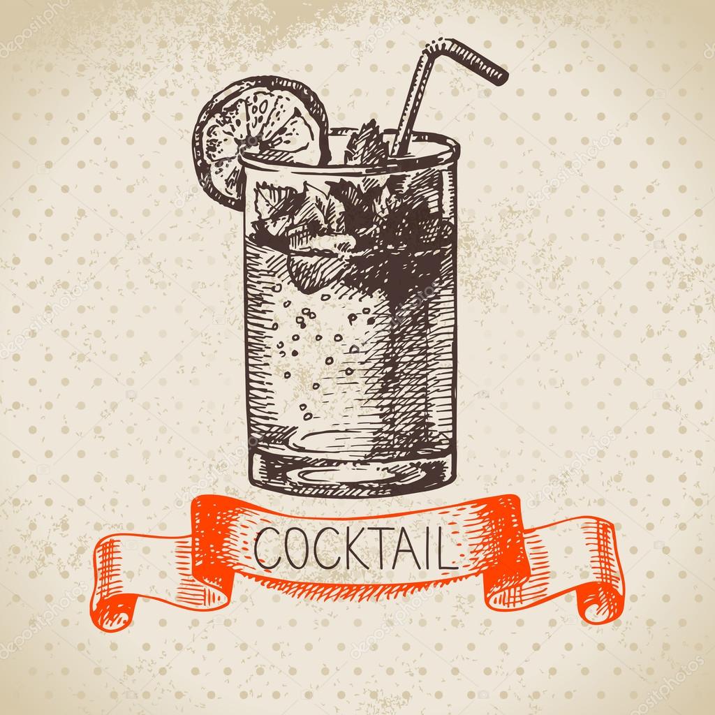 Hand drawn sketch cocktail Stock Vector Image by ©pimonova #113641312