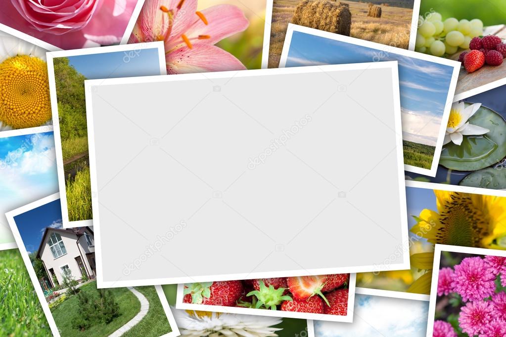 Stack of printed pictures collage — Stock Photo © karandaev #54359823