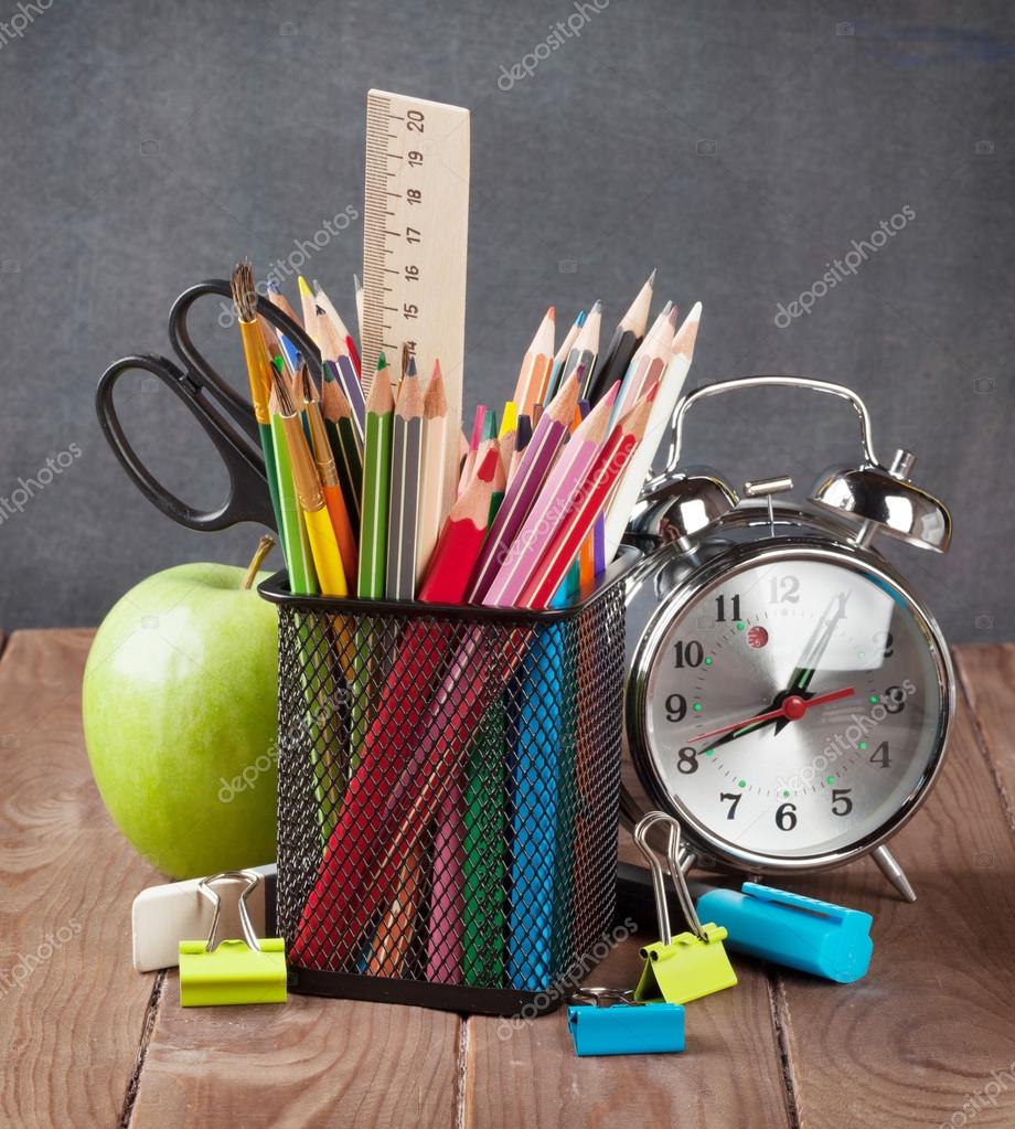 School and office supplies on table — Stock Photo © karandaev #82308812
