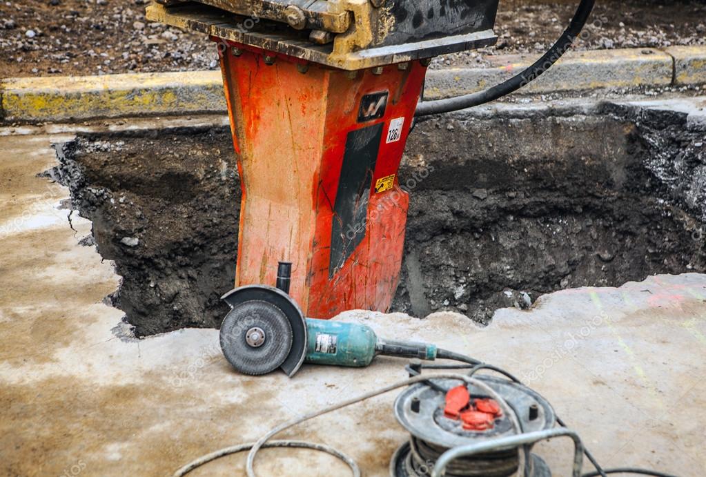 Digging on road at street — Stock Photo © innervision #90849532