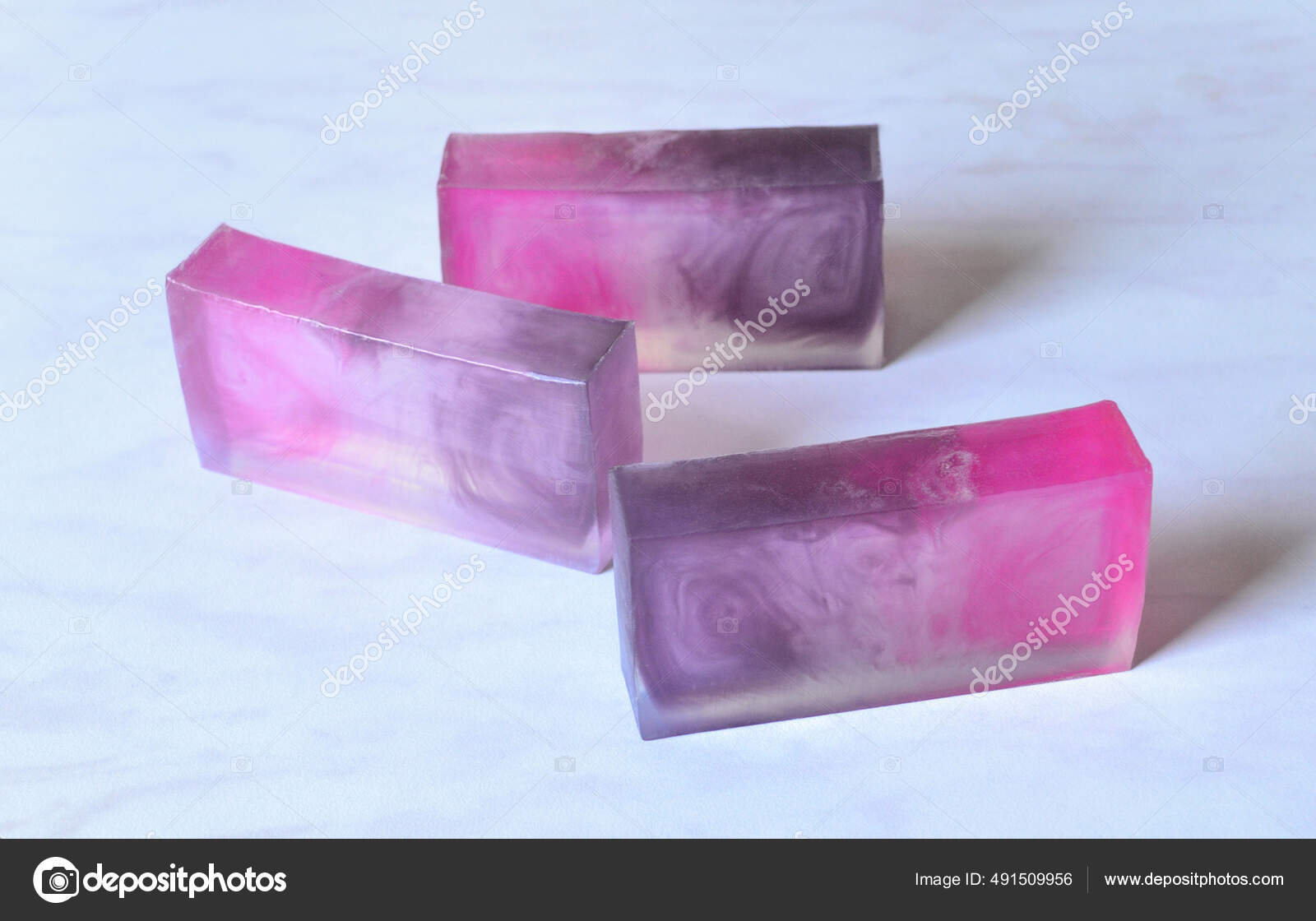 Three Pieces Beautiful Transparent Handmade Soap Patterns — Stock Photo ...