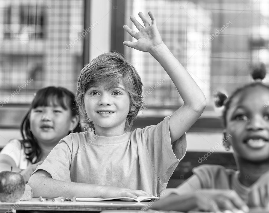 Black and white primary school scene. Education concept Stock Photo by ...