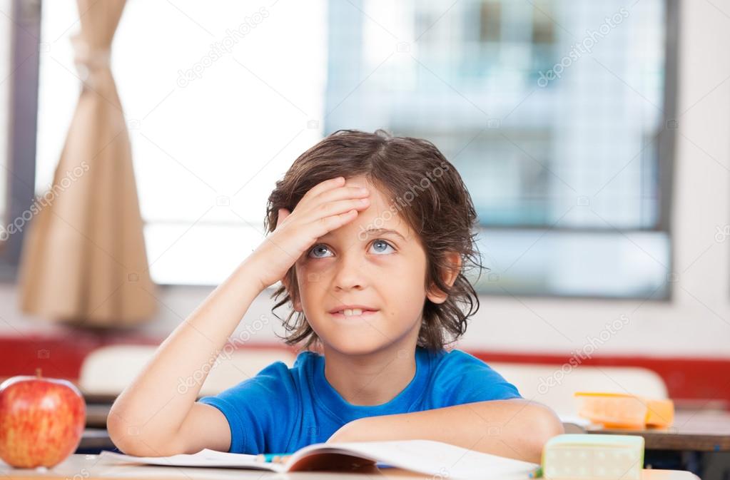 Student at elementary school thinking — Stock Photo © jovannig #62667059