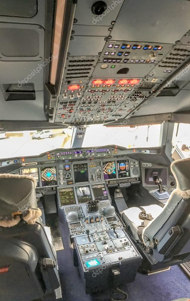 Interior of airplane cockpit Stock Photo by ©jovannig 94659456