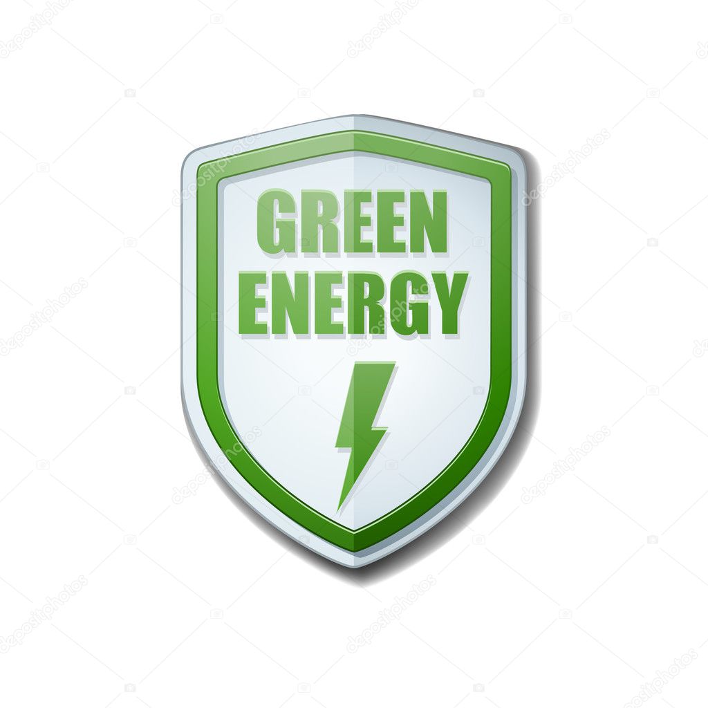 Green Energy shield sign Stock Vector by ©Yuriy_Vlasenko 110270008