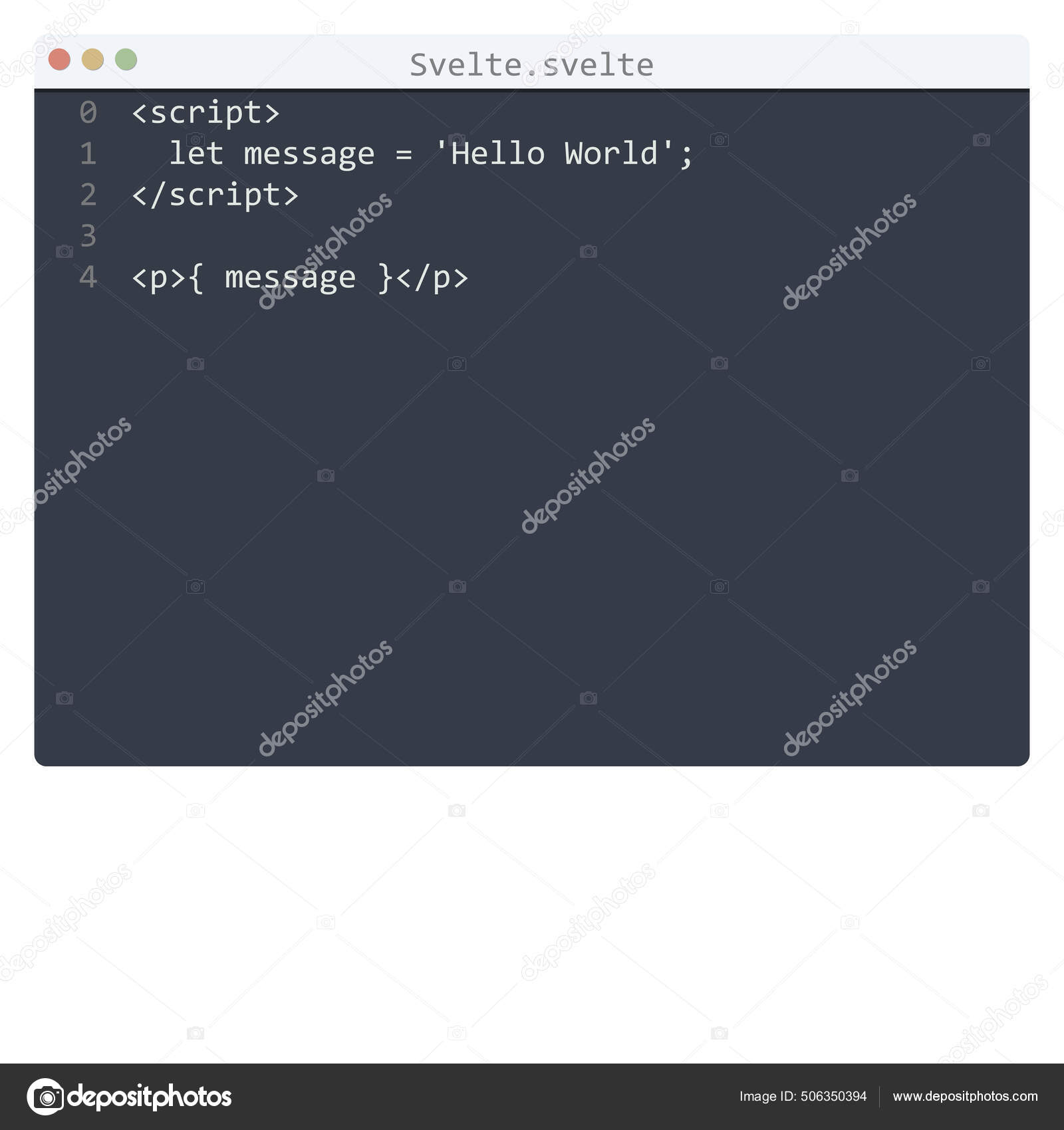 Svelte Language Hello World Program Sample Editor Window Stock Vector Image by ©Yuriy_Vlasenko ...