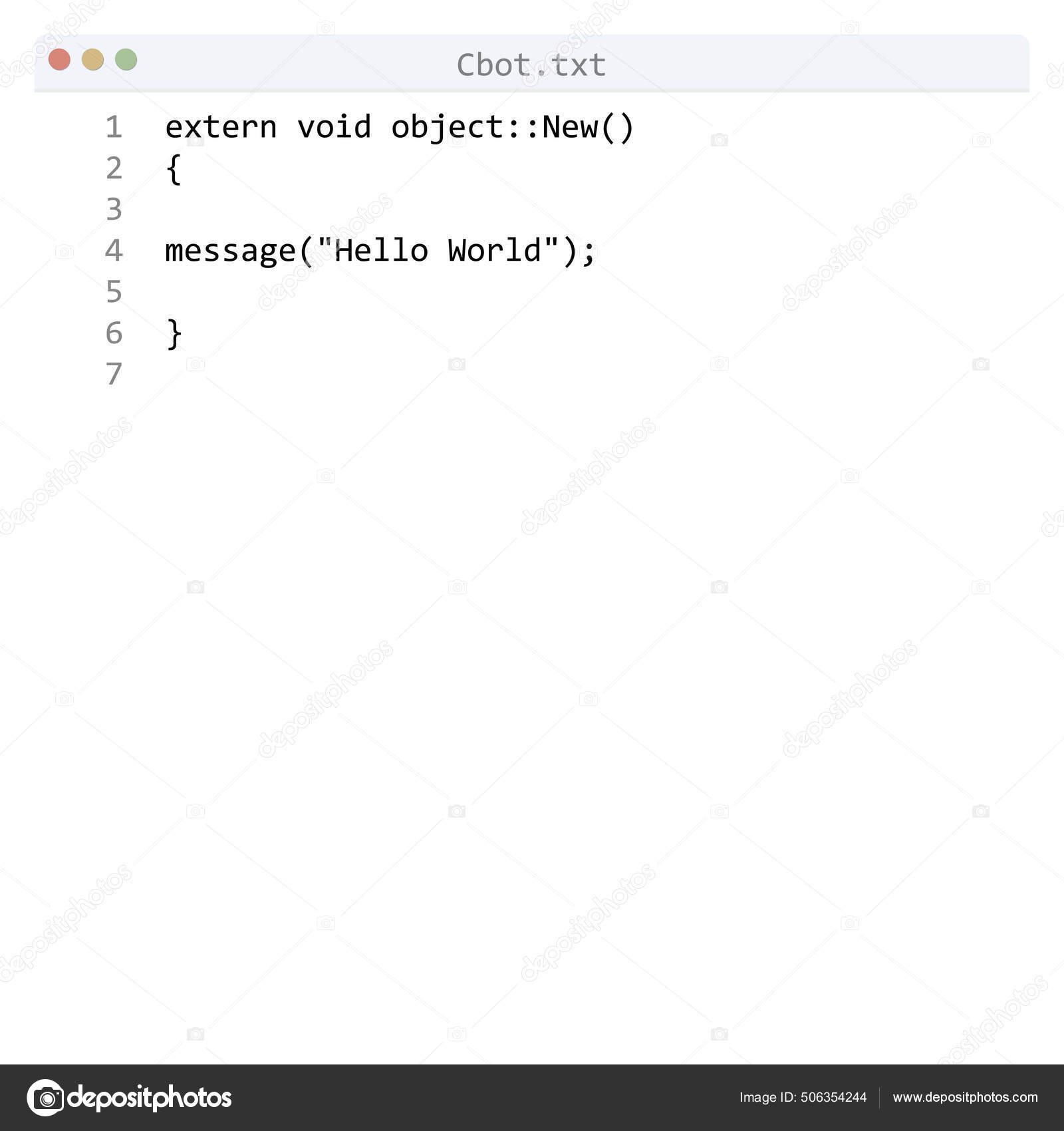 Lenguaje Cbot Hello World Muestra Del Programa Ventana Del Editor ...