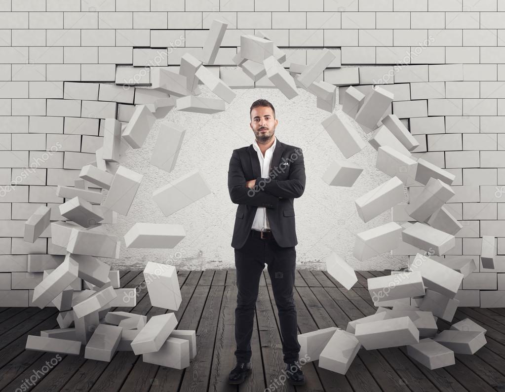 Person Breaking Through Wall 30+ Man Breaking Through Wall Stock