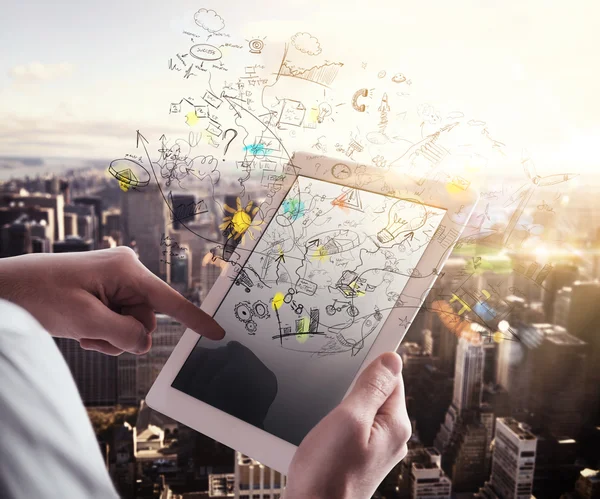 Man using digital tablet - Stock Image - Everypixel