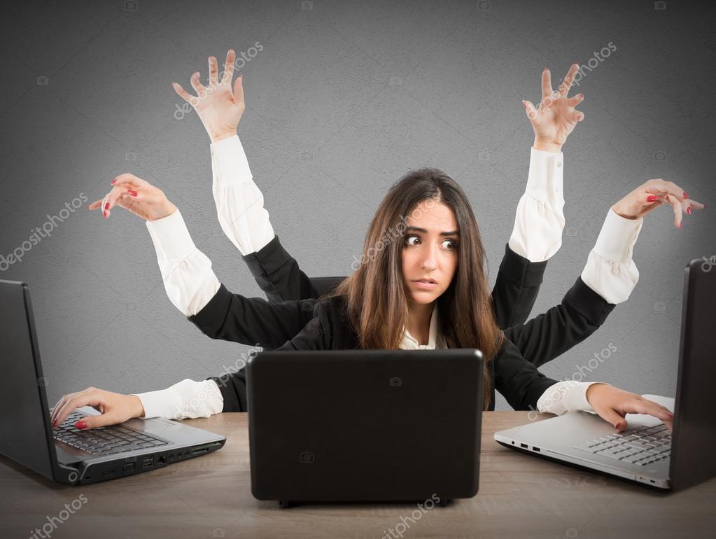 Woman with many arms working Stock Photo by ©alphaspirit 117306638