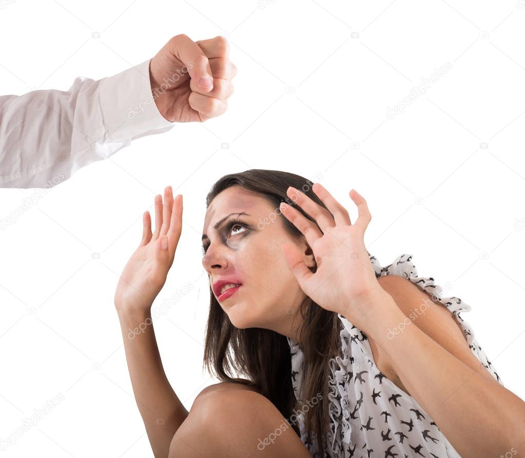 Verängstigte Frau mit Prellungen - Stockfotografie: lizenzfreie Fotos ...