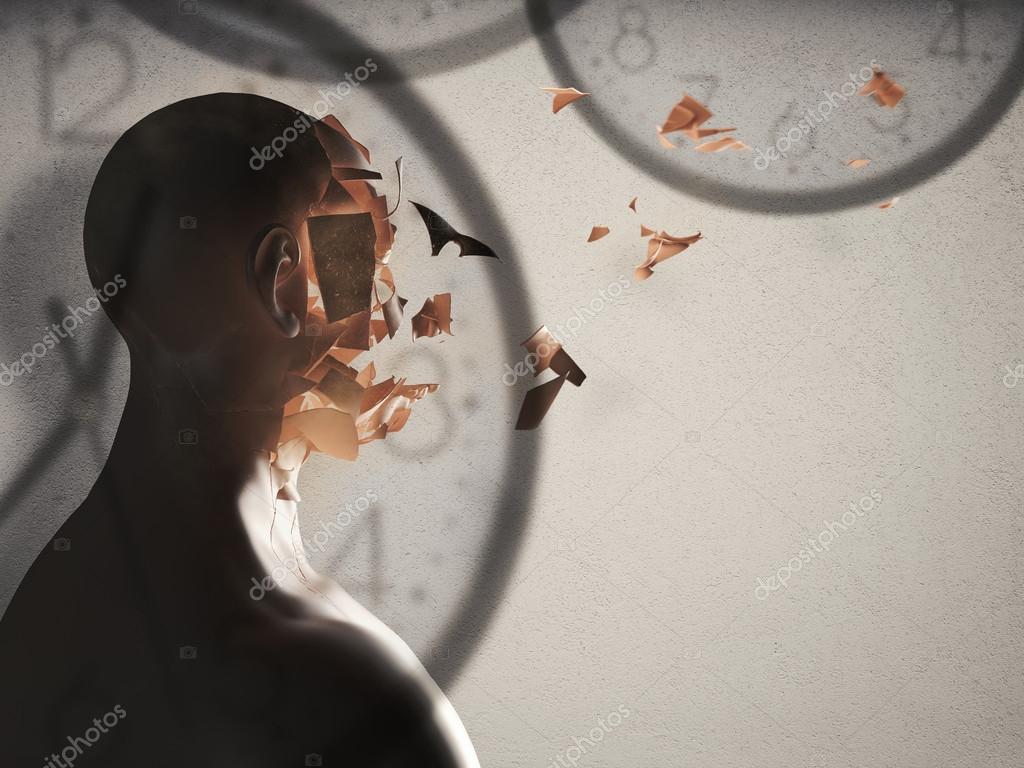 Face crumbling and background with watches Stock Photo by ©alphaspirit ...