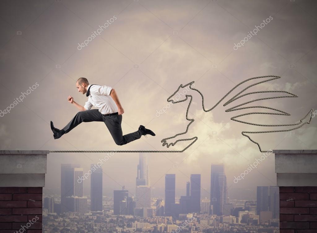 Businessman scared and coward — Stock Photo © alphaspirit #65656979