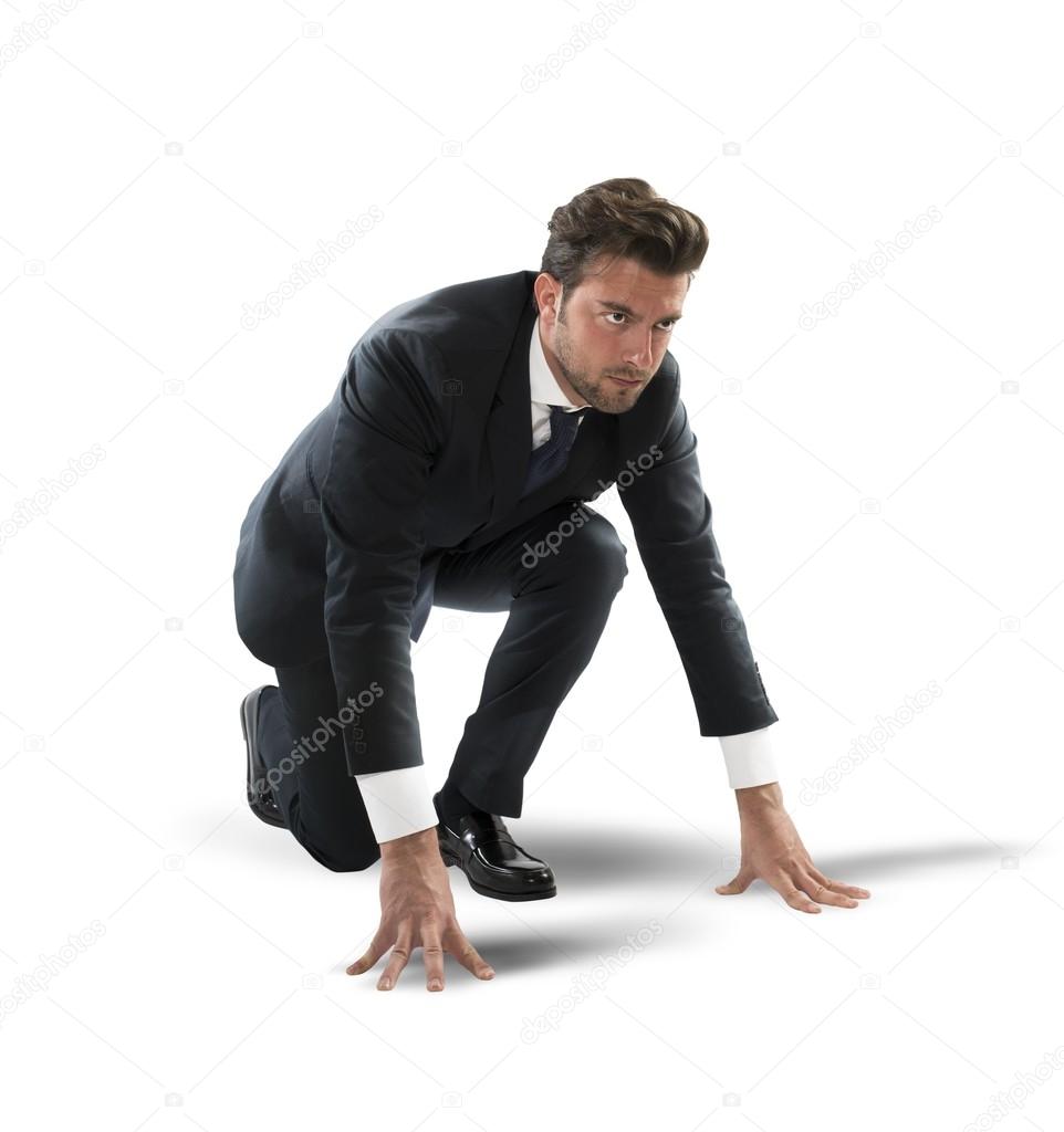 Businessman at the start of race — Stock Photo © alphaspirit #83653752