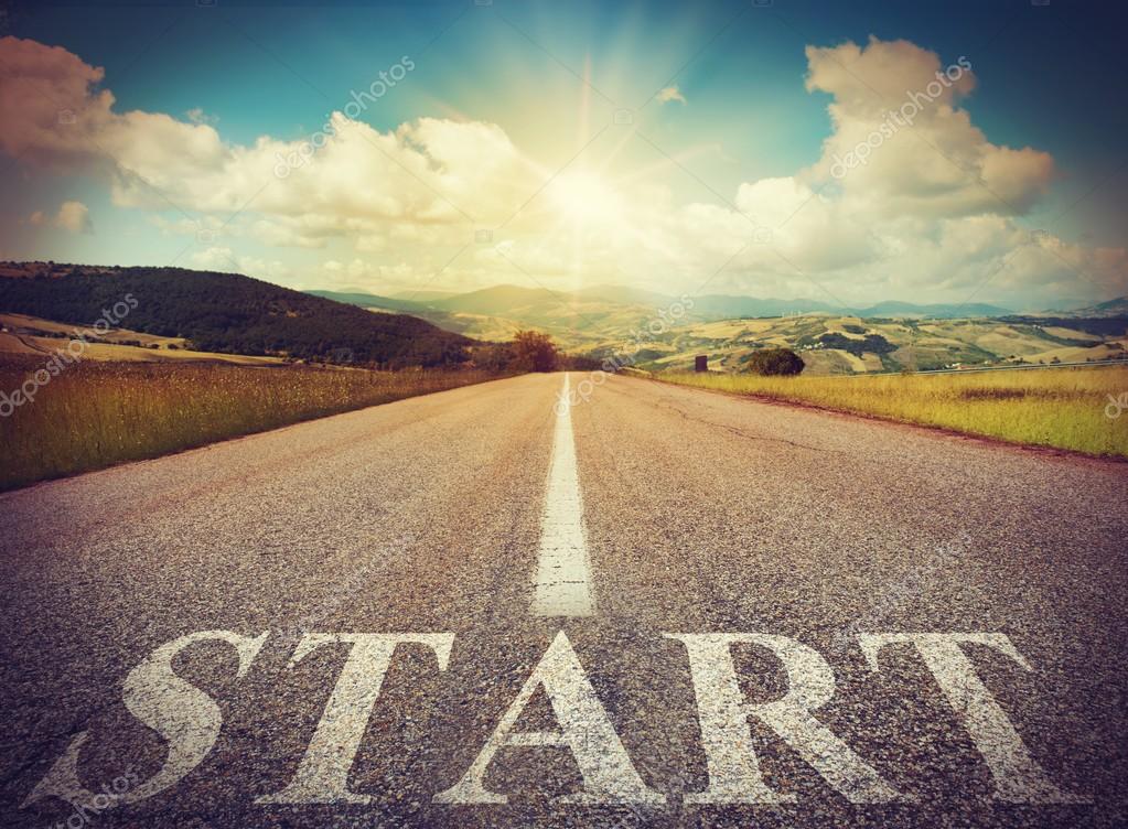 Road with start sign — Stock Photo © alphaspirit #85473200