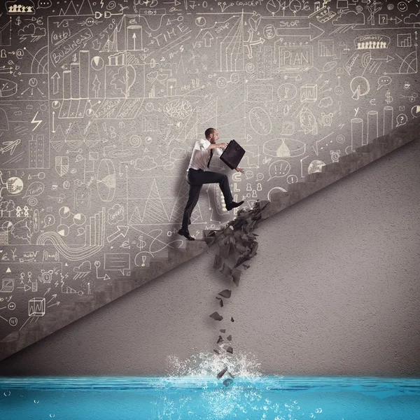 Businessman overcome break step scale - Stock Image - Everypixel
